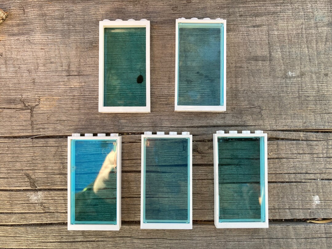 White Door Frame With Trans-light Blue Window, Pack of 5 Genuine LEGO ...