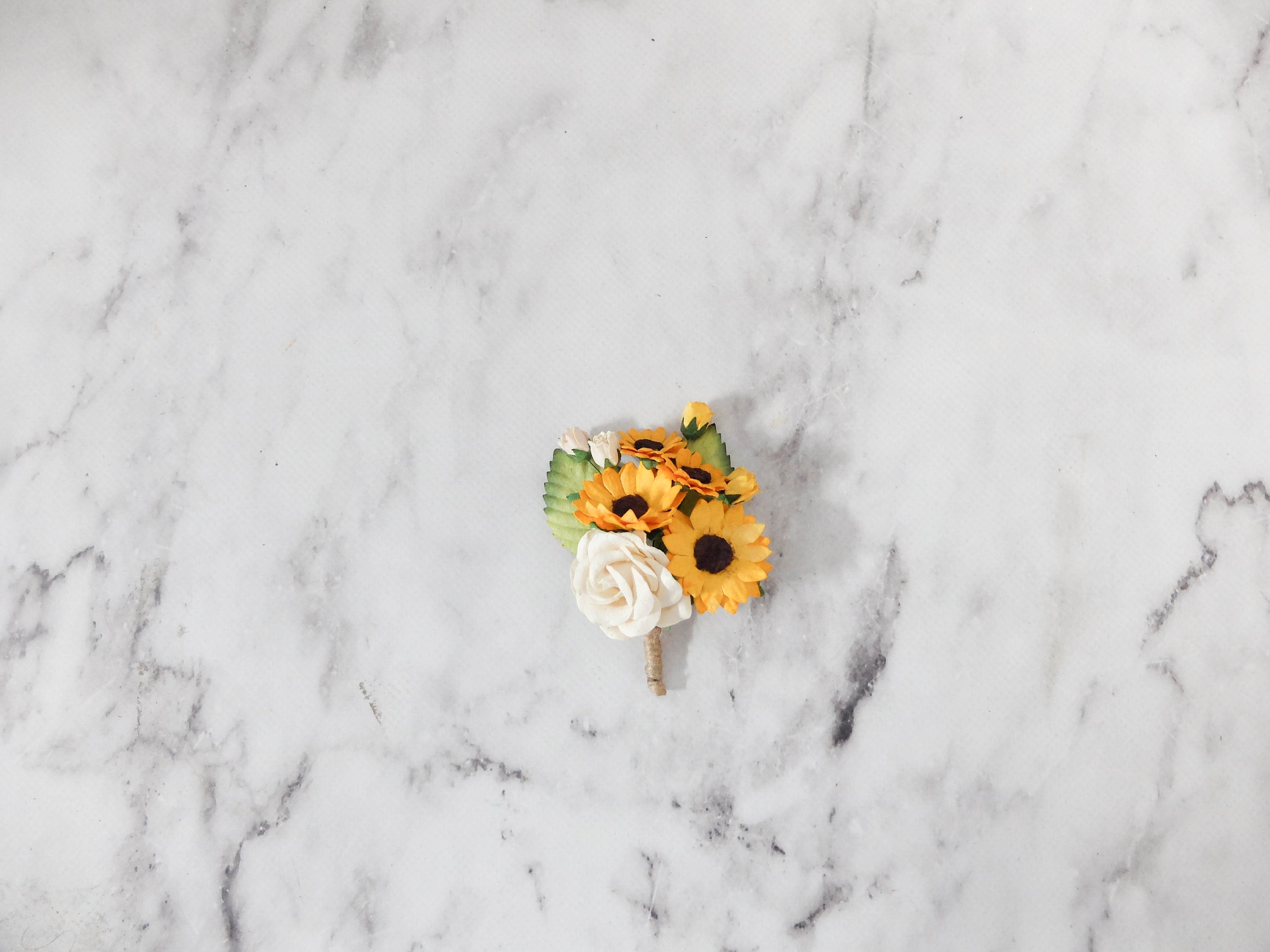 Sunflower Ivory Flower Boutonniere Buttonhole Wedding - Etsy