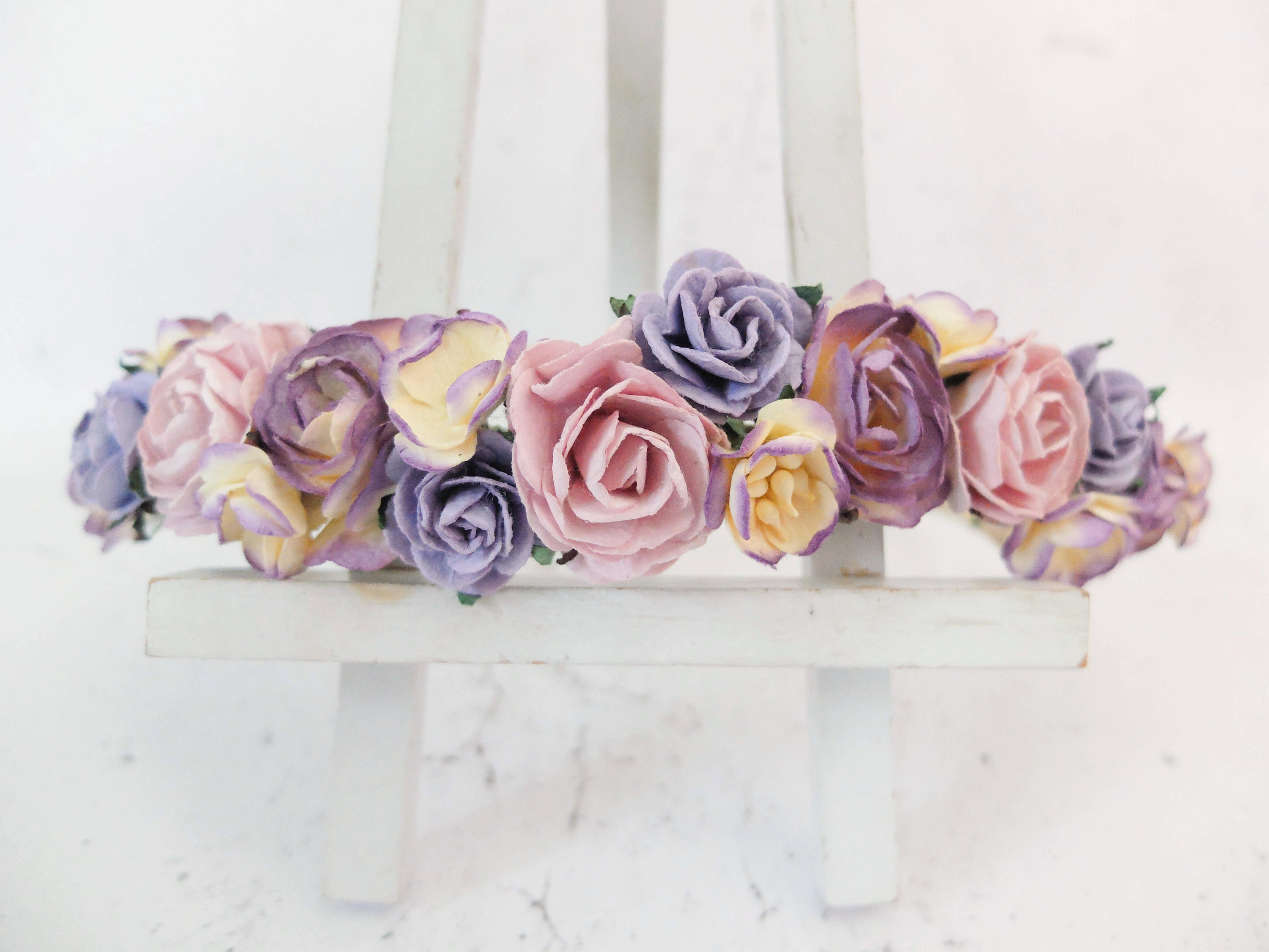 Purple mauve flower crown rose crown floral hair wreath | Etsy