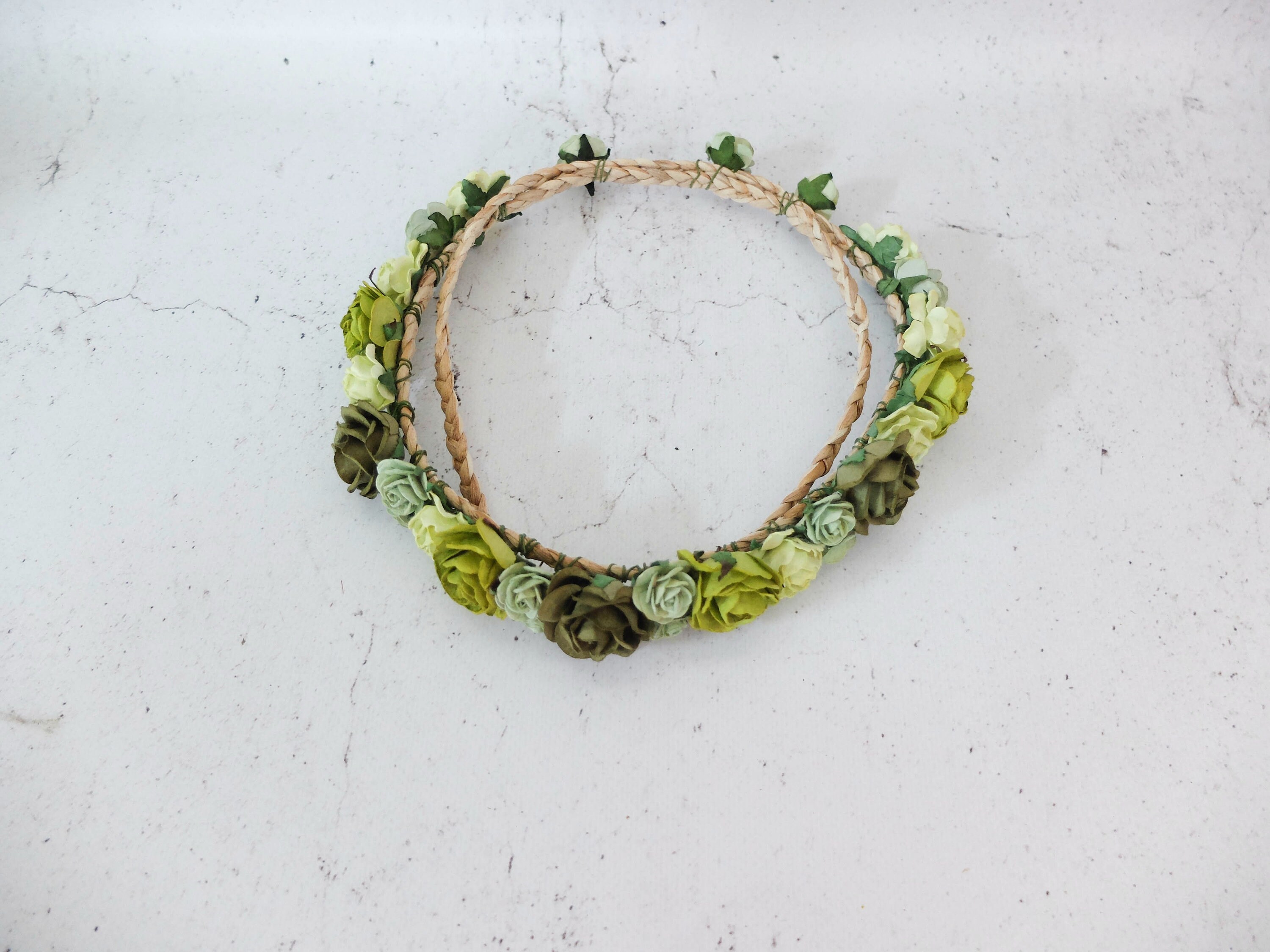 Green Flower Crown Rose Headpiece Hair Garland Floral Hair | Etsy