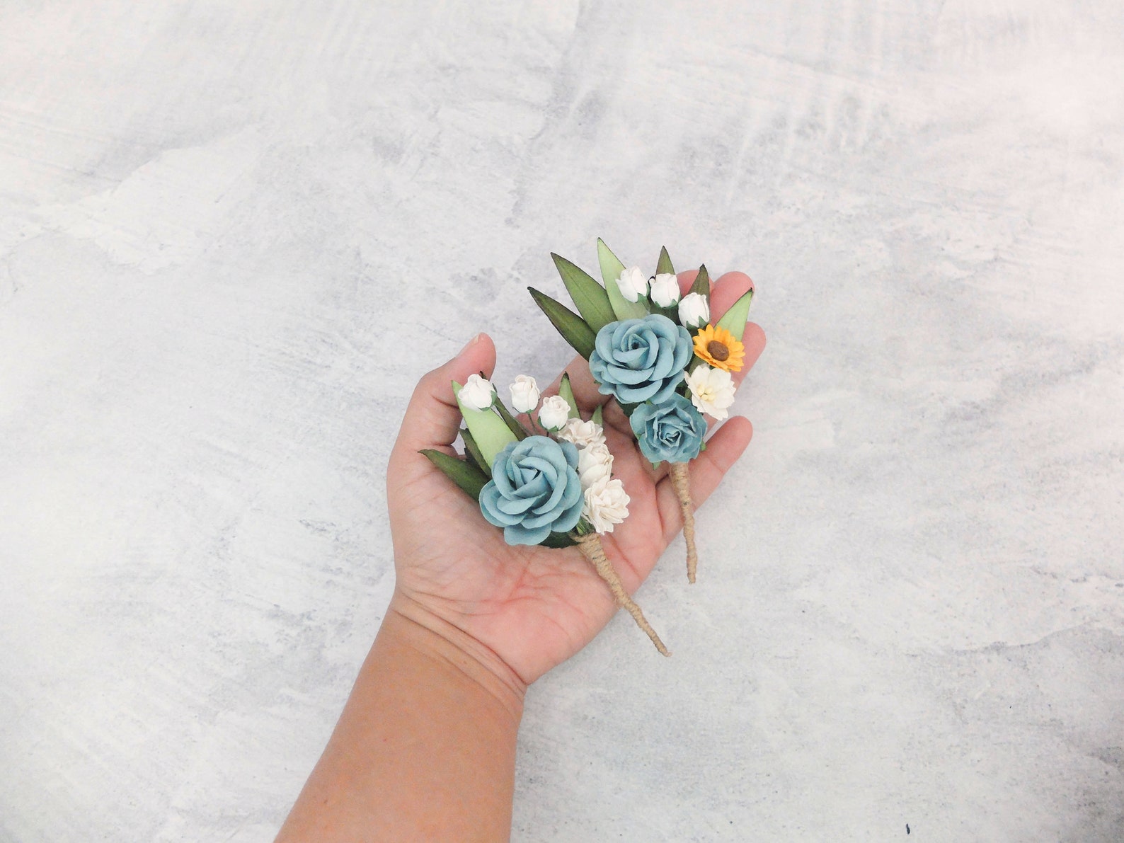 Teal Flower Boutonniere, Buttonhole, Sunflower Wedding Accessories Prom ...