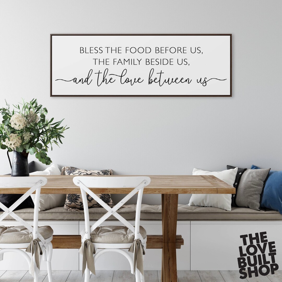 Bless the Food Family Sign, Modern Farmhouse Wall Decor, Anniversary ...