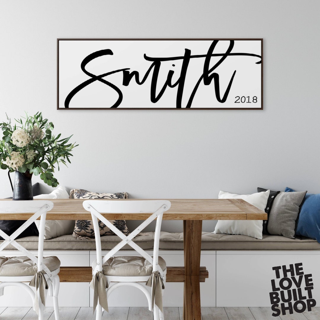 Personalized Framed Canvas Last Name Sign Modern Farmhouse Decor Wood ...