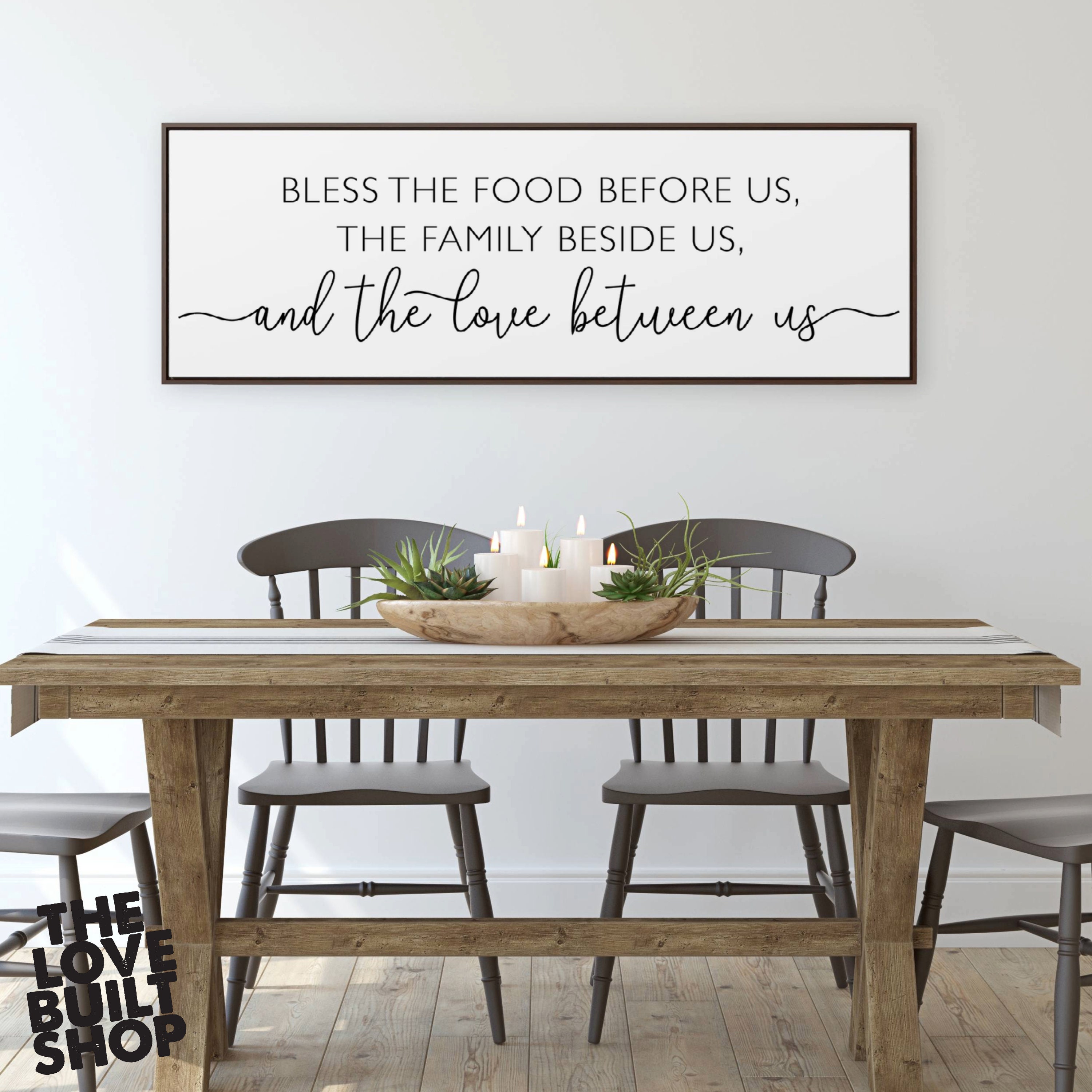 Bless the Food Family Sign, Modern Farmhouse Wall Decor, Anniversary ...