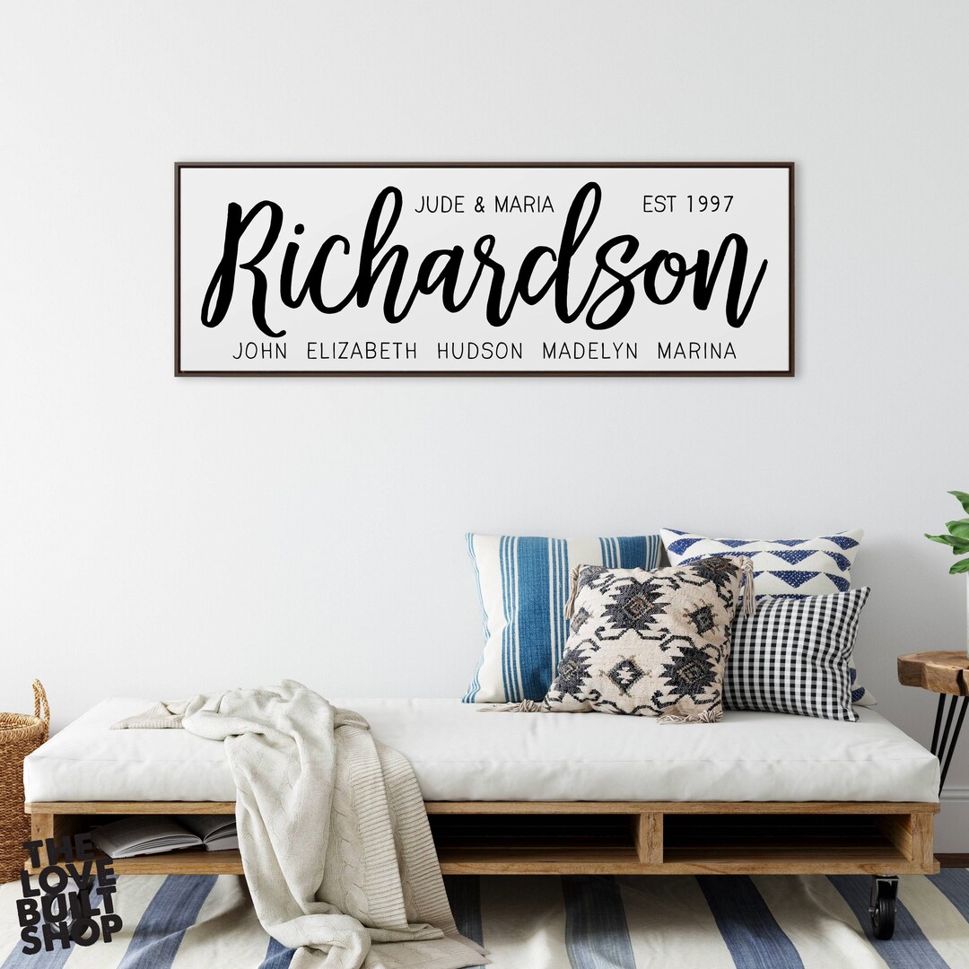 Last Name Sign Family Name Sign Wedding Gift Housewarming Gift Framed ...