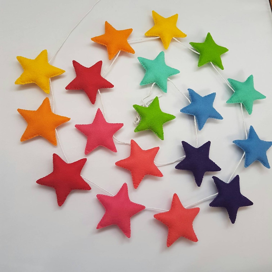 Mini Stars Garland, Mini Stars Bunting, Rainbow Garland, Rainbow ...