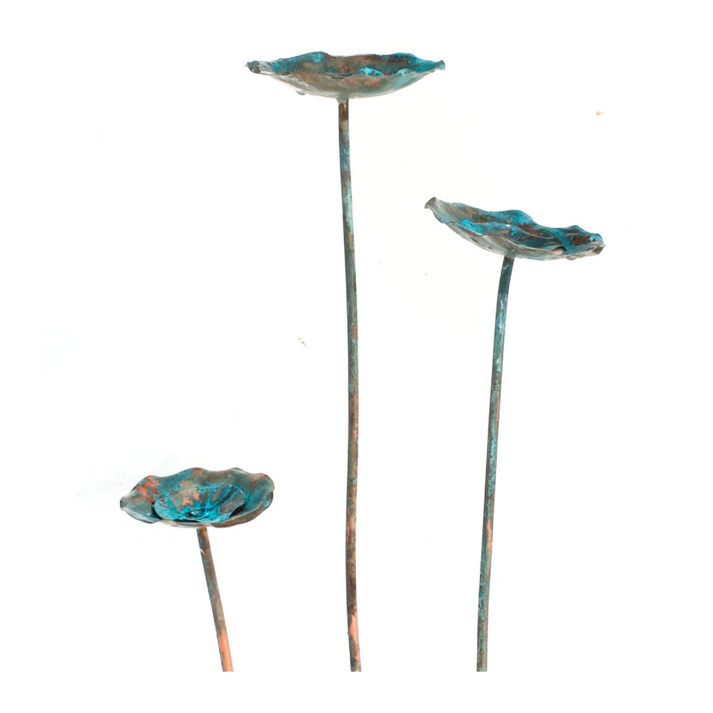 Hand-forged Copper Flower Garden Art - Set of 3 - Verdigris Patina - Etsy