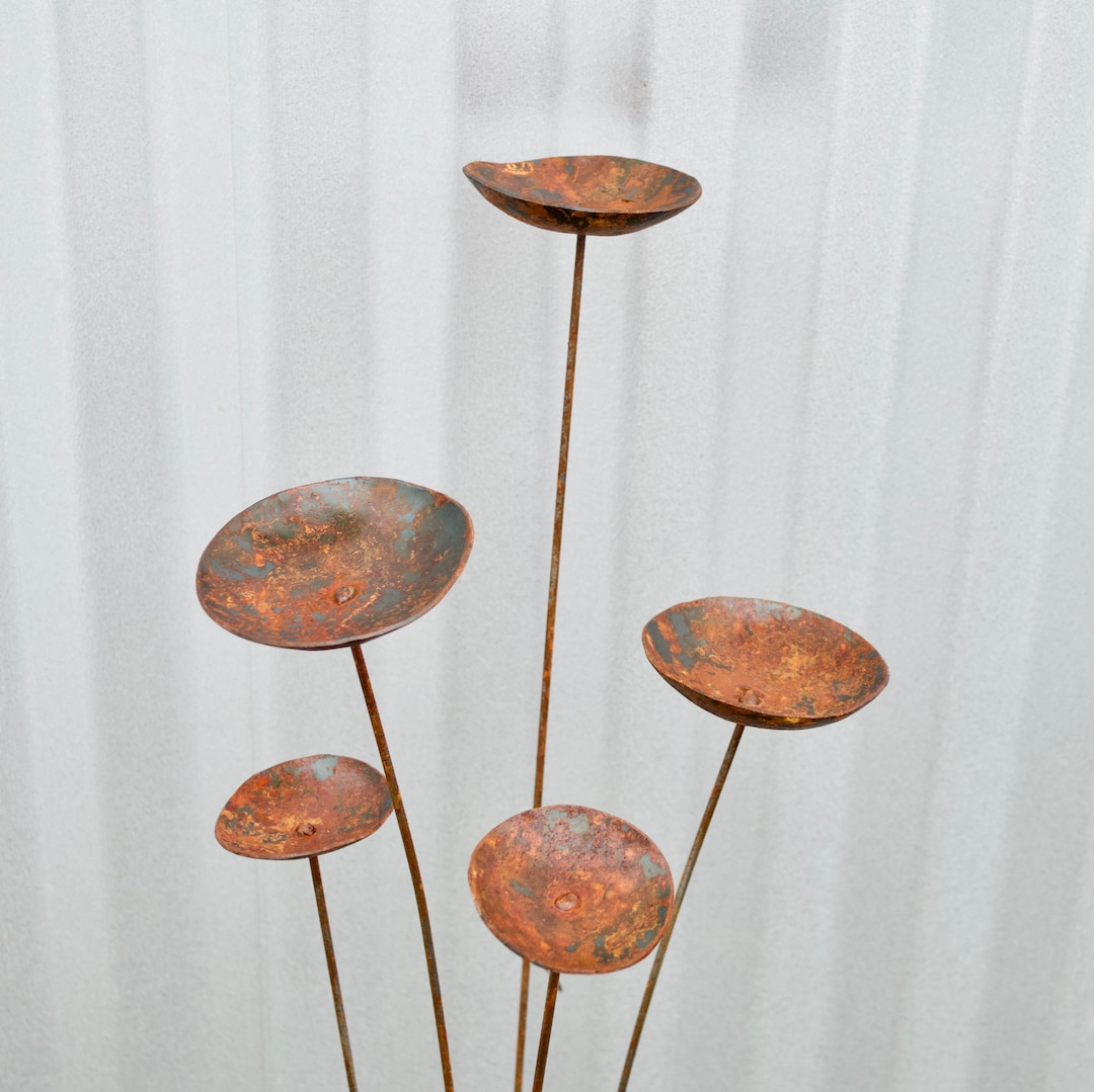 Steel Bloom Kinetic Sculpture: Rusty Metal Garden Art - Etsy