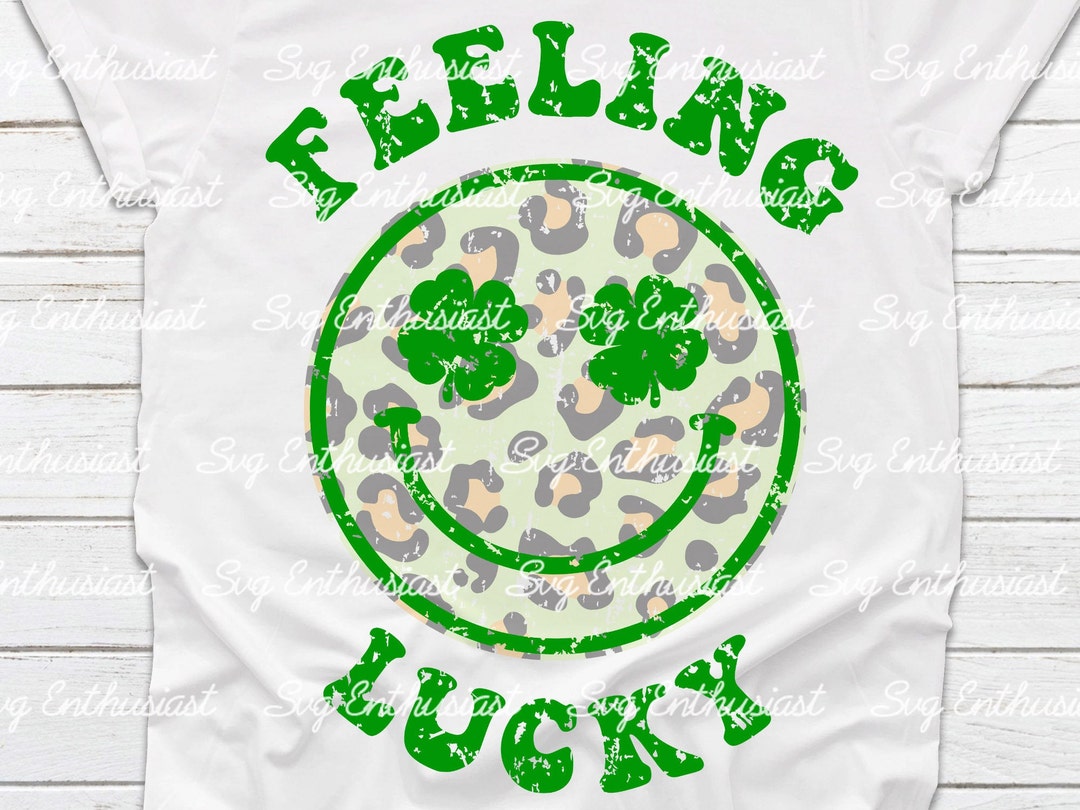 Leopard Lucky Smile PNG, St Patrick Sublimation, Distressed Lucky Png ...