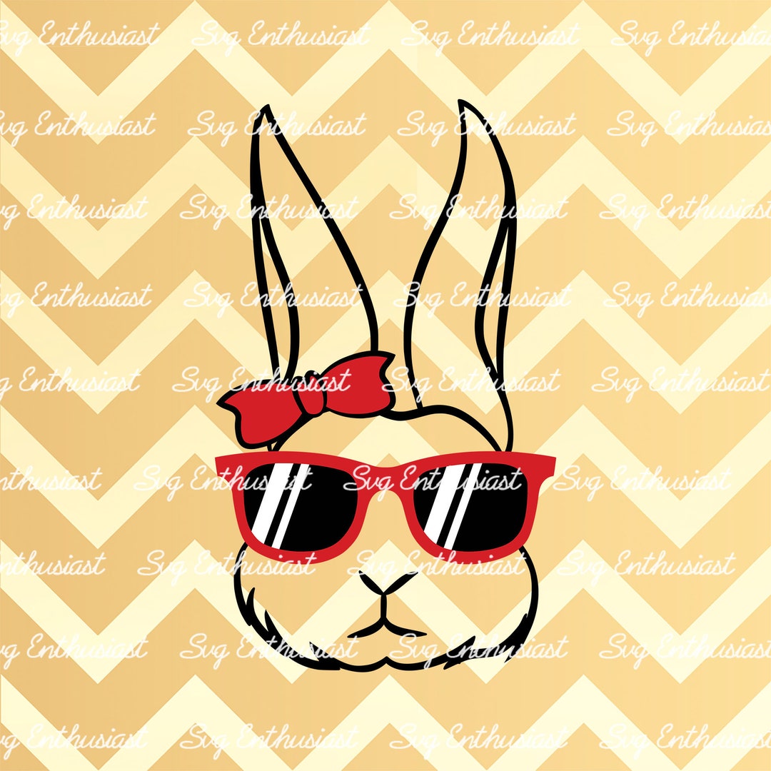 Cool Bunny SVG, Happy Easter Svg, Easter Svg, Sunglasses Bunny Svg, Bow ...