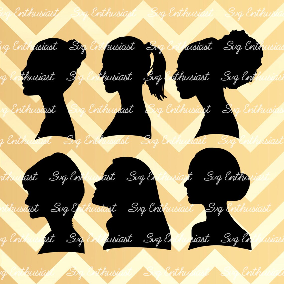 Women Profile Silhouettes SVG Women SVG Cutting File Cricut | Etsy