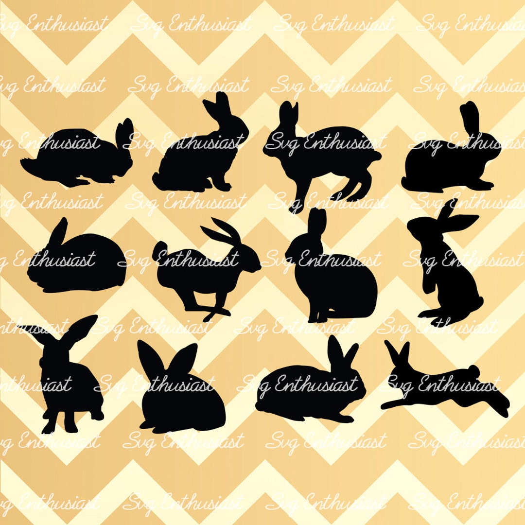 Bunny Silhouette Bundle SVG, Rabbit SVG, Bunny SVG, Baby Rabbit Svg ...