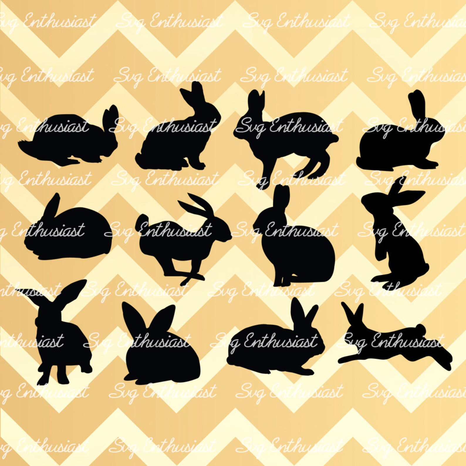 Bunny Silhouette Bundle SVG Rabbit SVG Bunny SVG Baby - Etsy