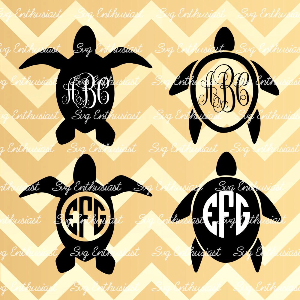 Turtle Monogram Frame SVG Turtle SVG cut files Turtle | Etsy