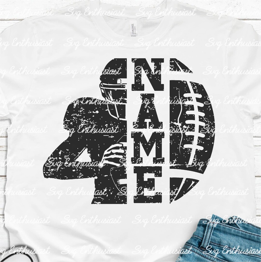Distressed Half Football Player Custom Name SVG, Football Cheer SVG ...