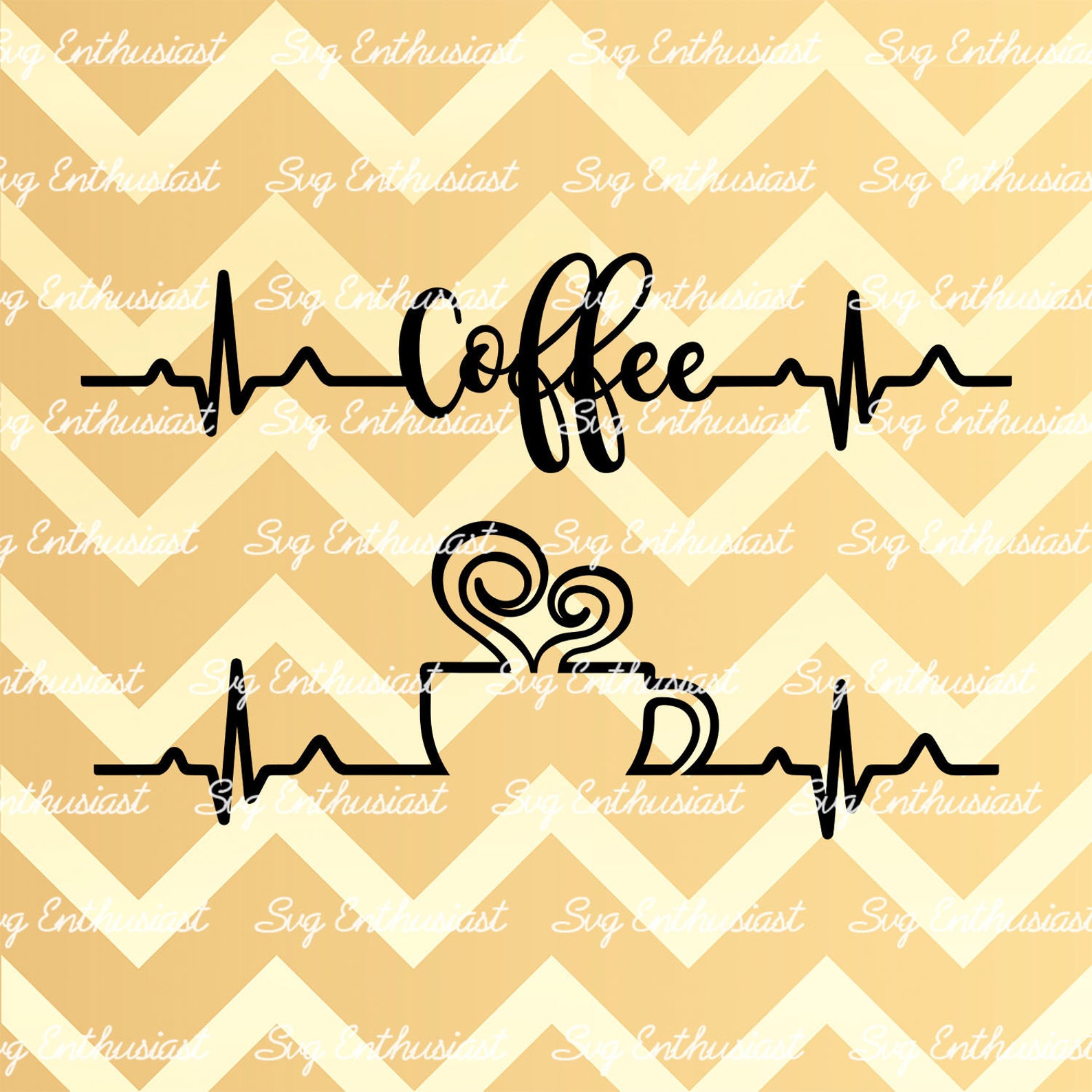 Coffee Heart SVG, Coffee Cup SVG, Heartbeat Svg, EKG, Iron on File ...