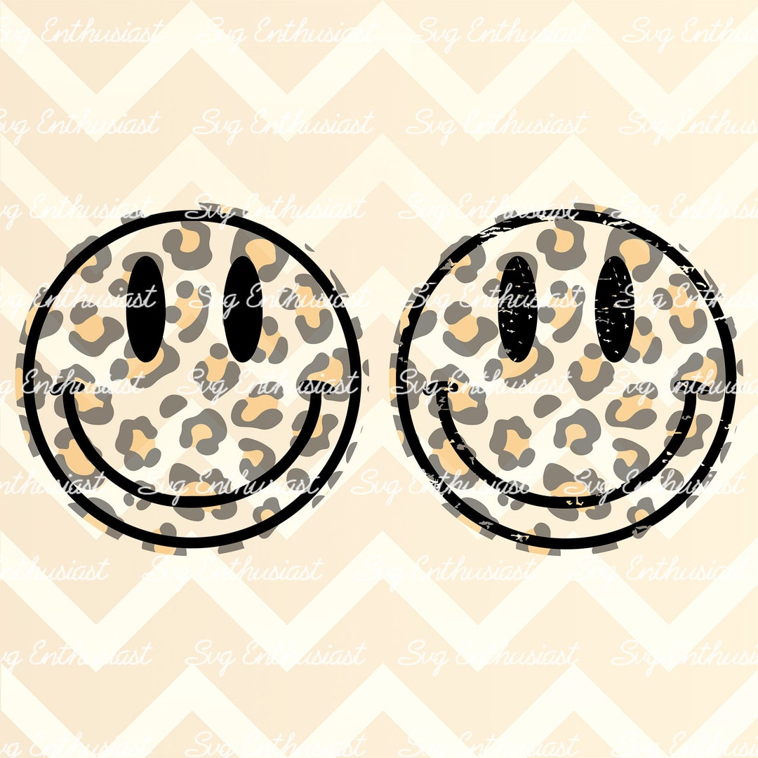 Leopard Smile Face PNG, Retro Png, Distressed Smile Face Digital ...