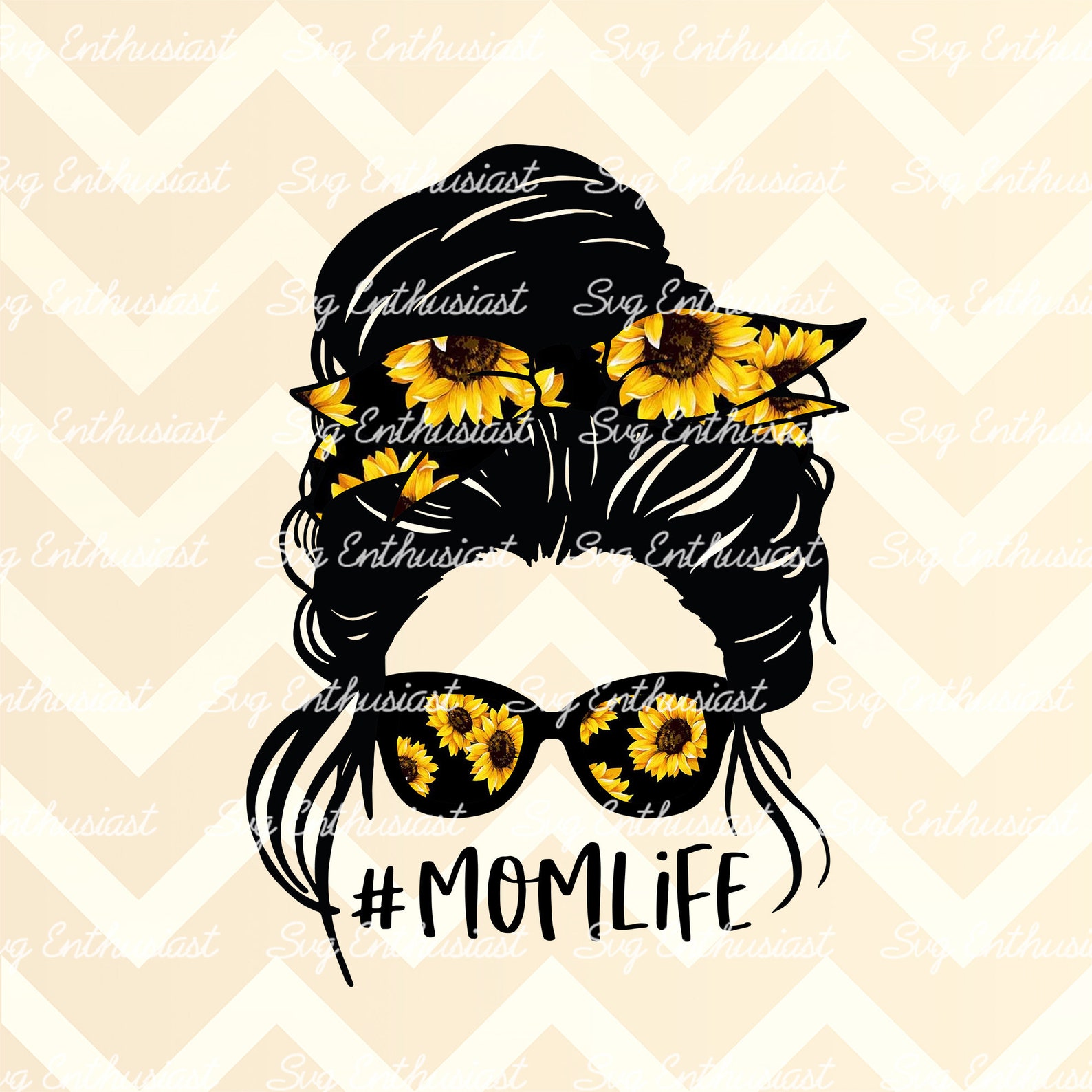 Sunflower Mom Life Messy Bun PNG Mom Skull Digital Download - Etsy