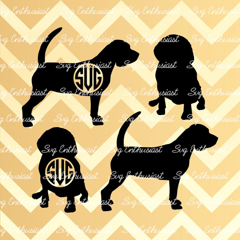 Beagle Monogram Frame SVG Dogs silhouette svg PureBred | Etsy