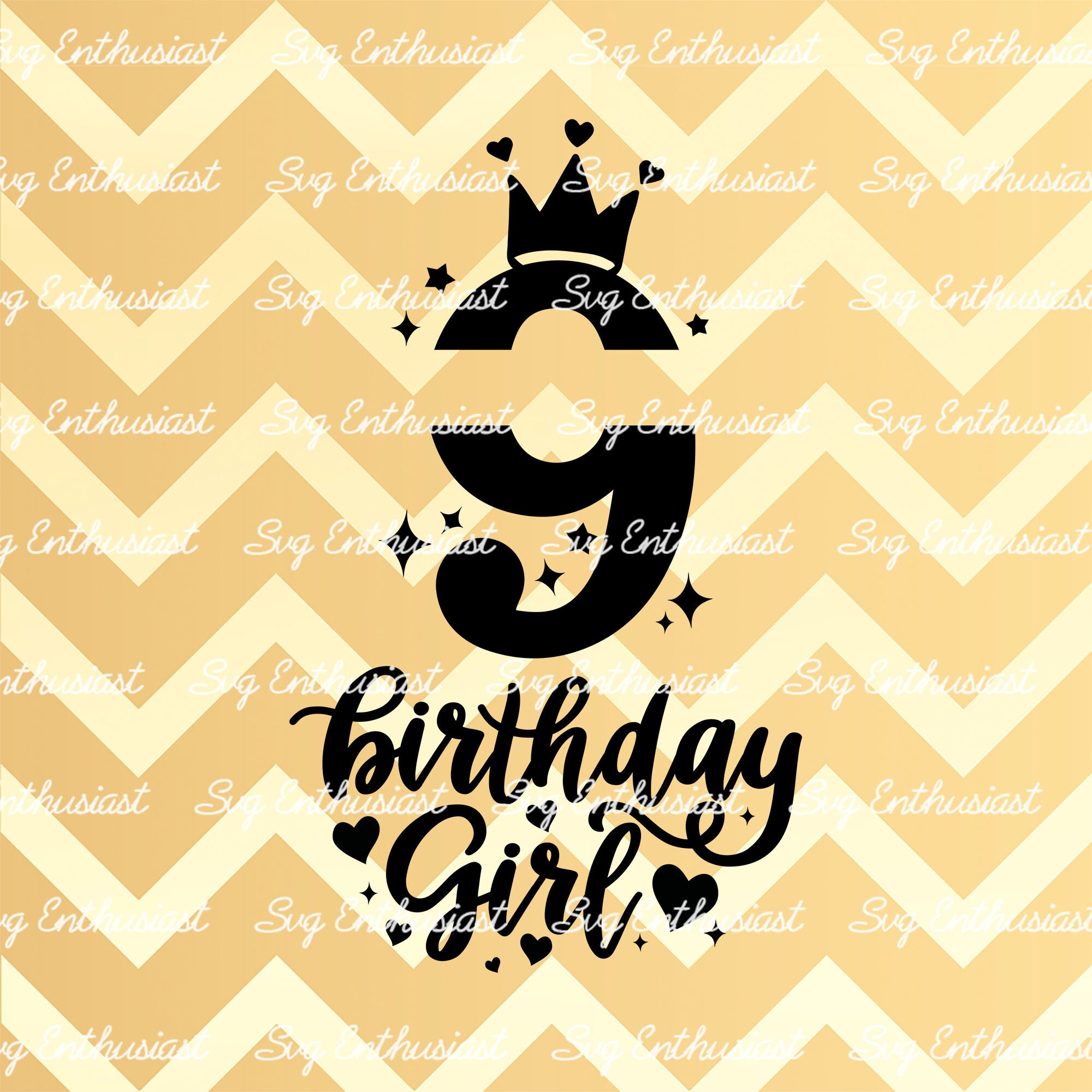 Birthday girl SVG 9 years old SVG Nine SVG Nineth Birthday | Etsy