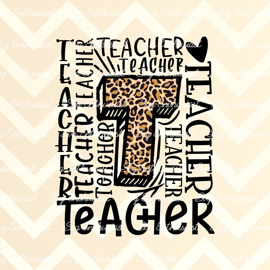 Leopard Print Teacher Typography PNG, Teacher Sublimation, Teacher Life ...