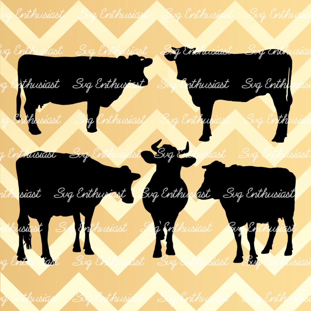 Cow Silhouette Bundle SVG, Cow Svg, Cow Bundle SVG, Farm Animals Svg ...