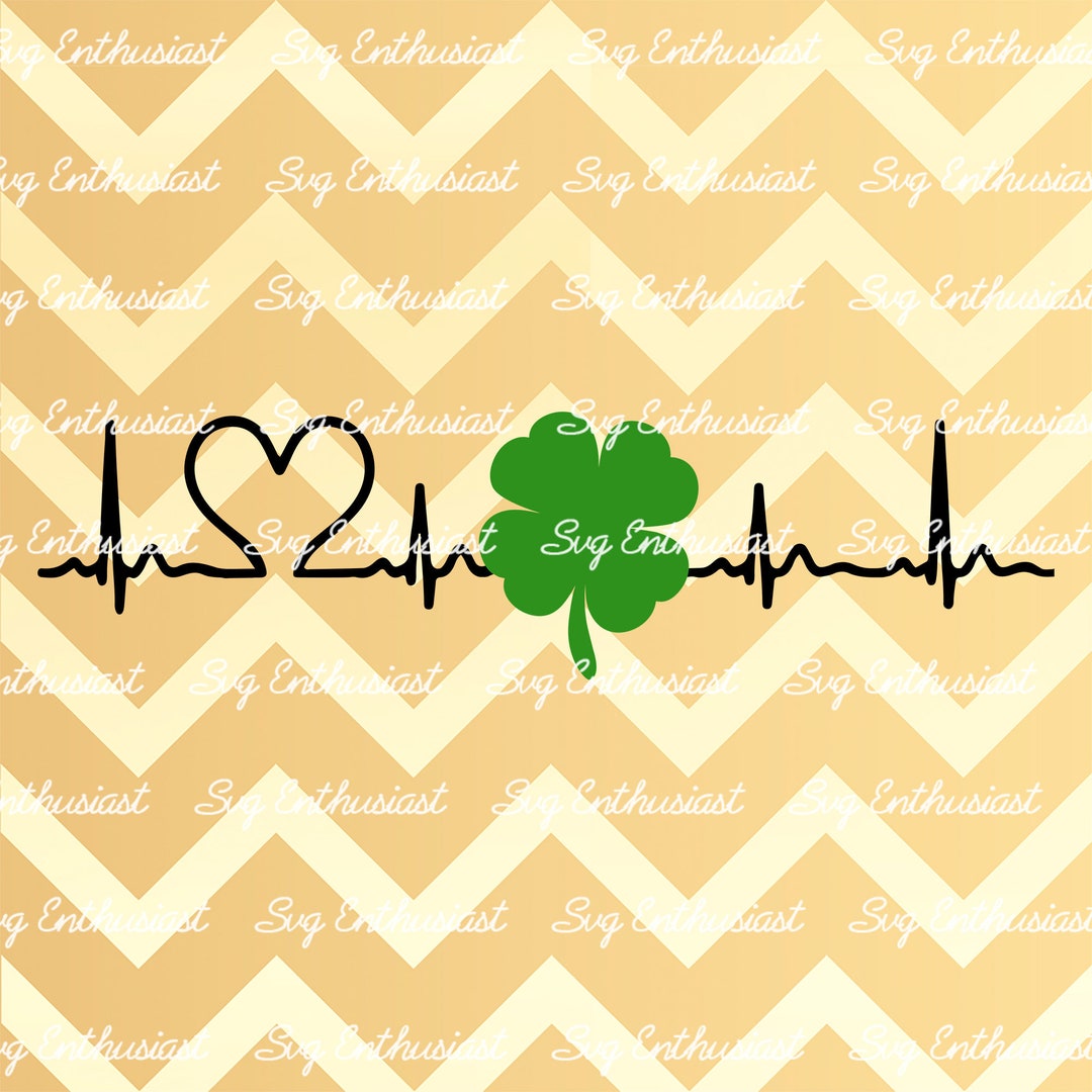 St Patrick Heartbeat SVG, Shamrock EKG SVG, Lucky Svg, Iron on File ...