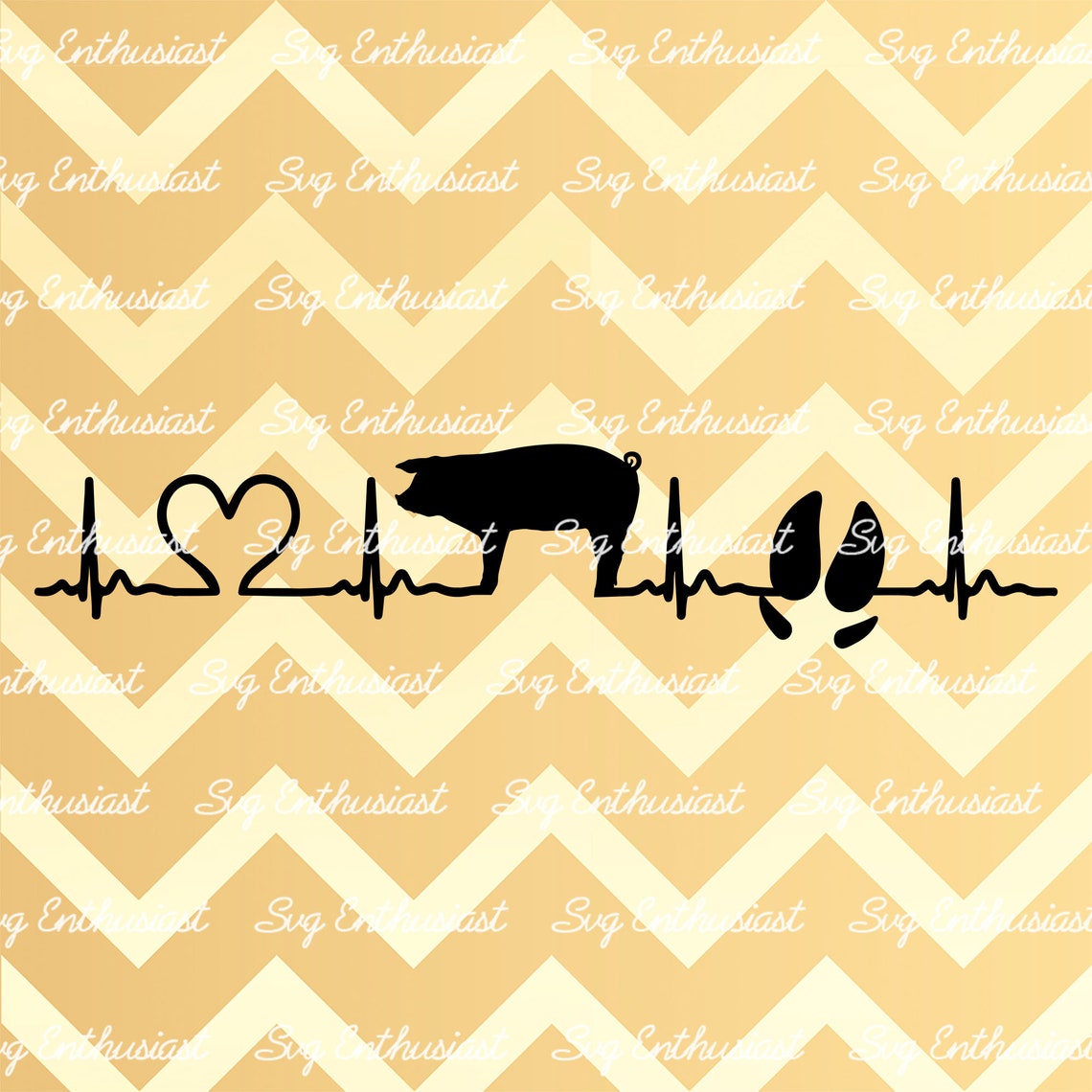 Pig SVG Pig Heartbeat SVG Pig Footprint SVG Pig Heart Svg | Etsy