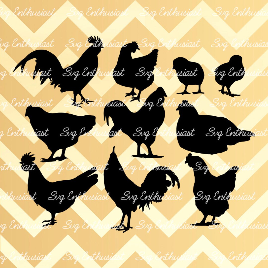 Chicken - Rooster - Chick Silhouette Bundle SVG, Chicken SVG, Farm ...