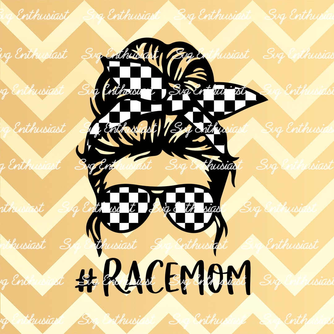Race Mom Messy Bun SVG, Layered Mom Bun Headband SVG, Race SVG, Racing ...