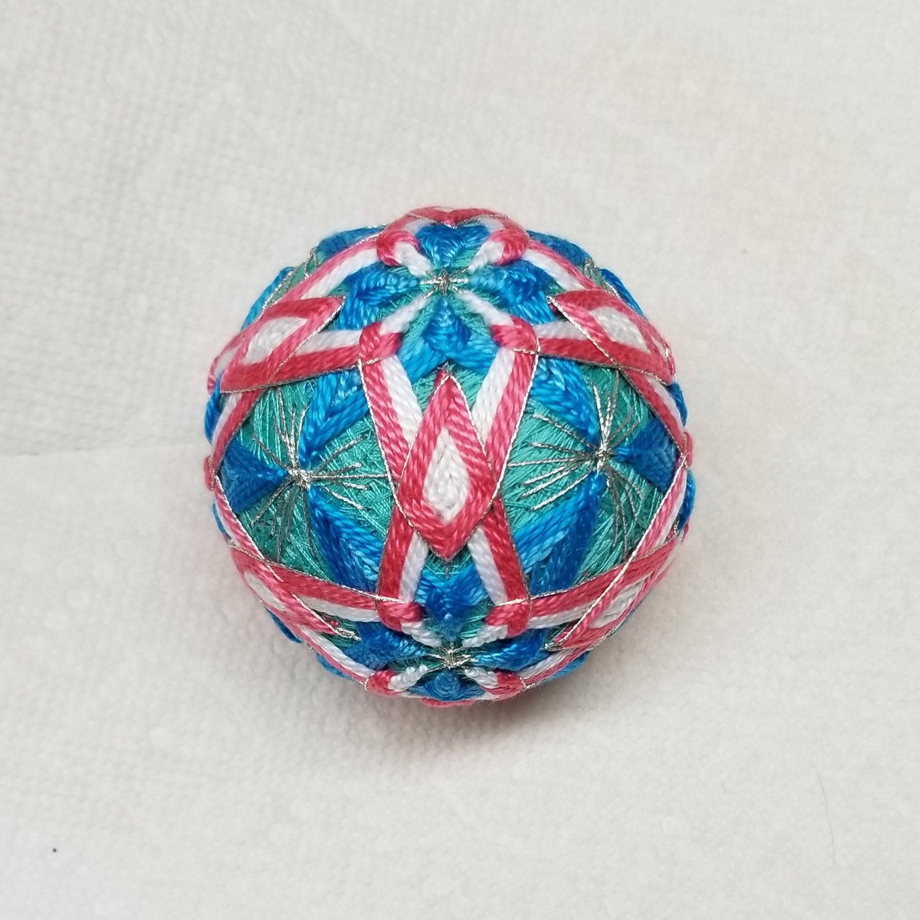 2.5 Inch Diameter Japanese Temari Ball embroidered Ornamental Ball ...