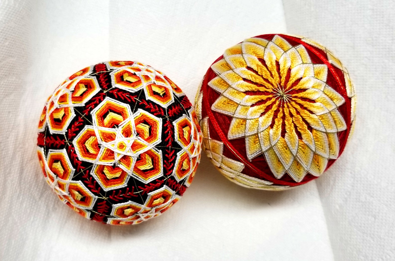 4 Inch Diameter Japanese Temari Ball (embroidered Ornamental Ball ...