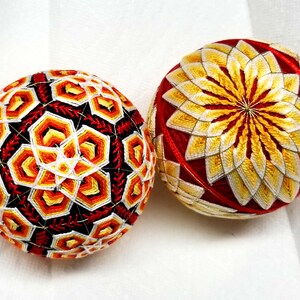 4 Inch Diameter Japanese Temari Ball (embroidered Ornamental Ball ...