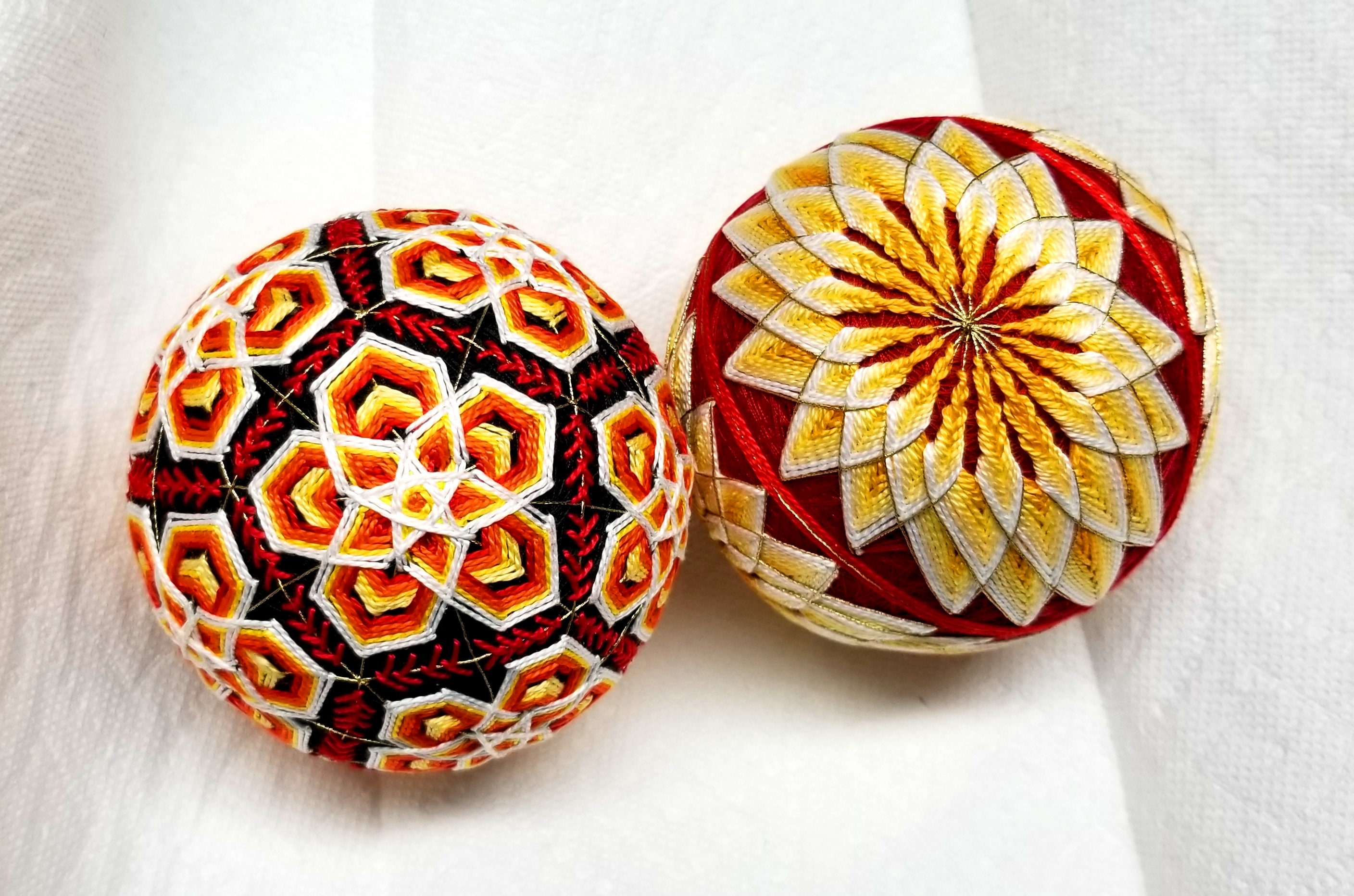 4 Inch Diameter Japanese Temari Ball (embroidered Ornamental Ball ...