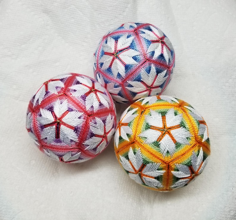 3 Inch Diameter Japanese Temari Ball (embroidered Ornamental Ball ...