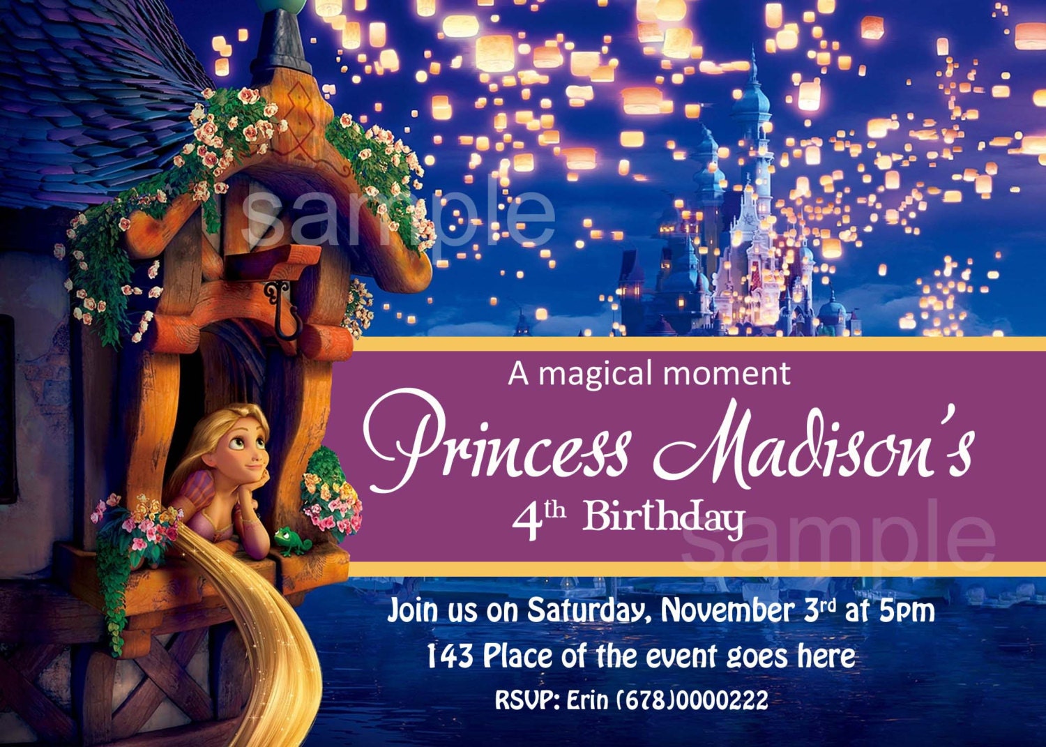 Rapunzel Invitation. Rapunzel Birthday Invitation. Rapunzel Printables ...