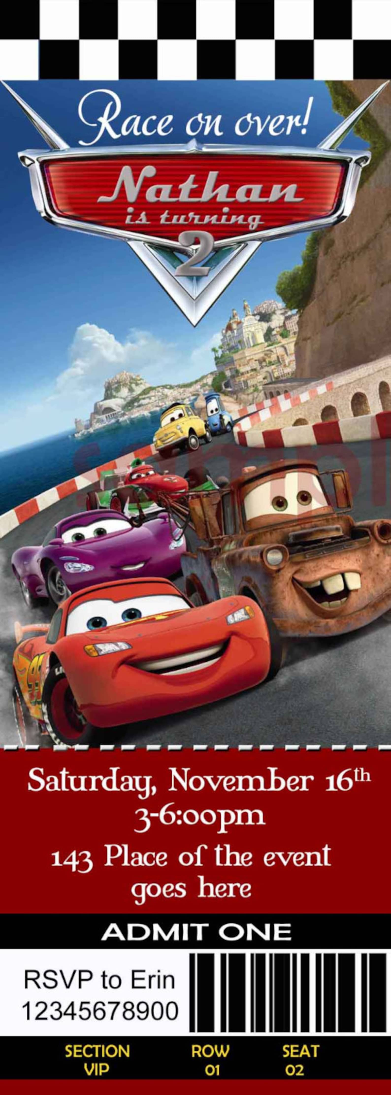Disney Cars Birthday Invitation. Disney Cars Invitation. | Etsy