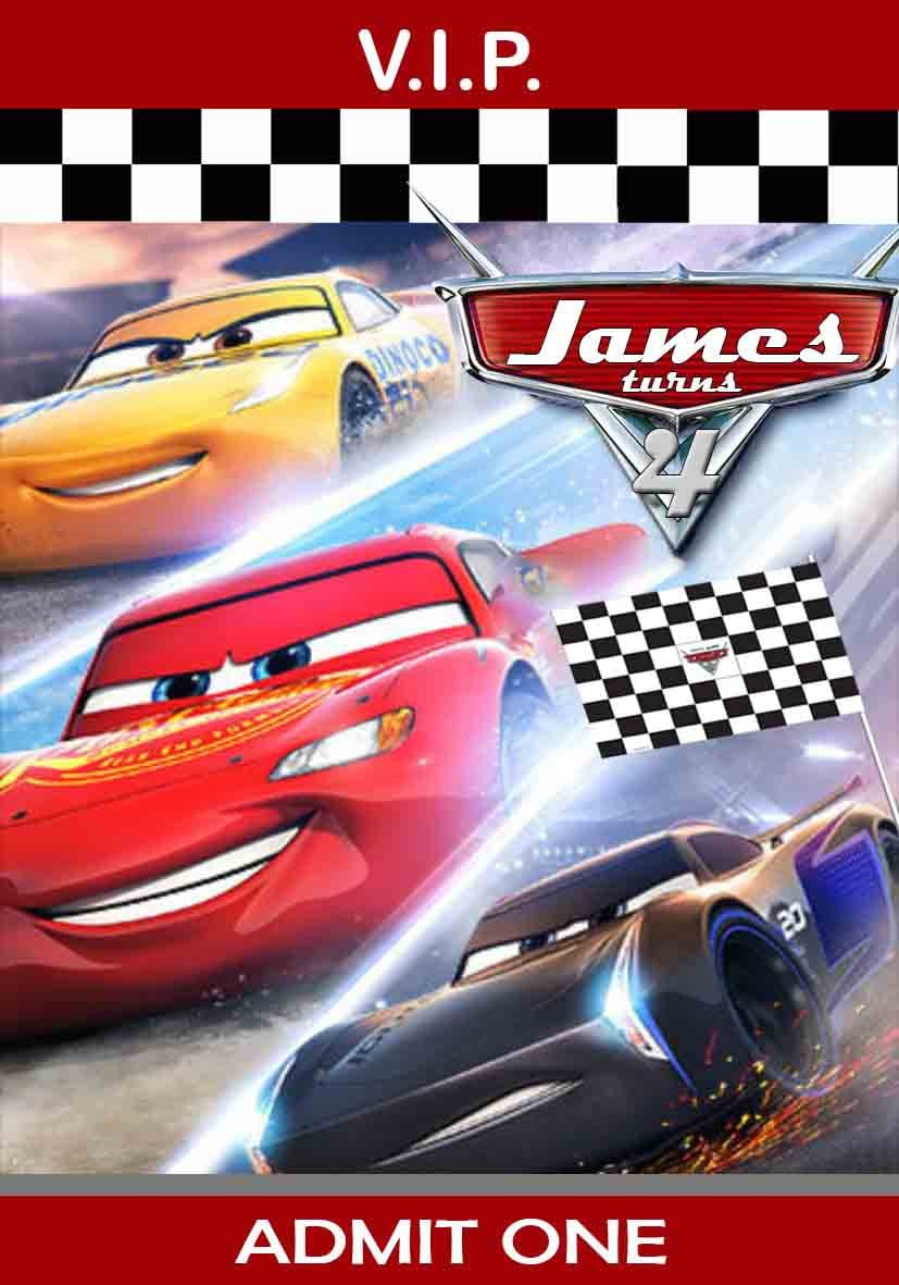 Disney Cars PIT PASS Birthday Invitation. Disney Cars Pit Pass - Etsy