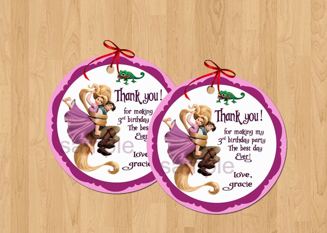 Rapunzel Favor Tags, Thank You Tags, Sticker. Rapunzel Digital Favor ...
