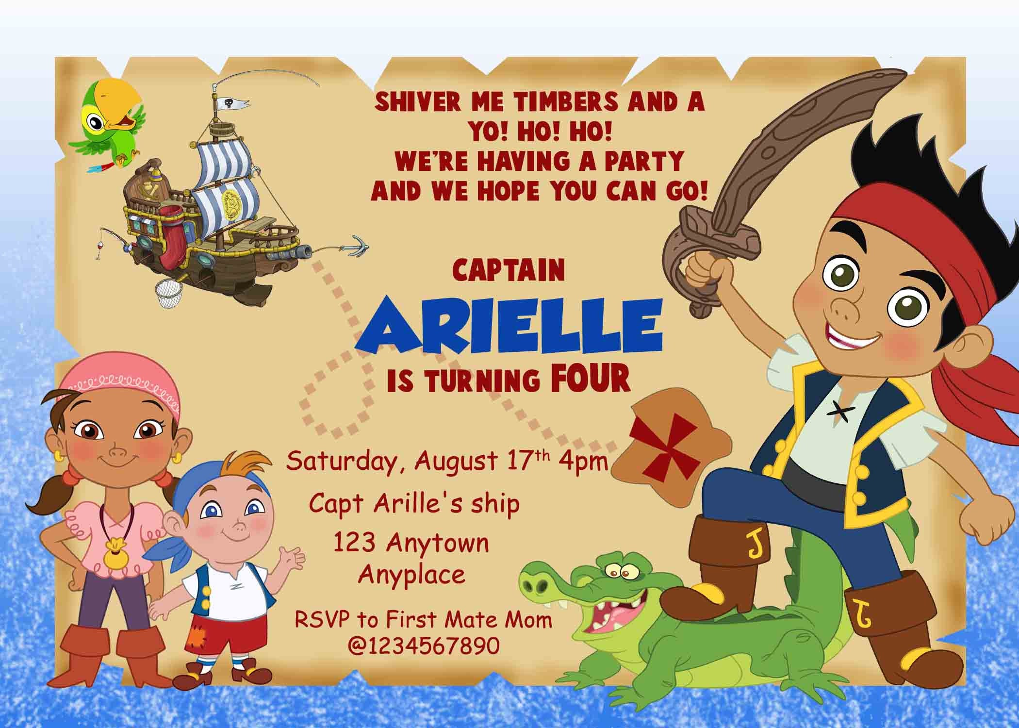 Jake And The Neverland Pirates Invitation Background