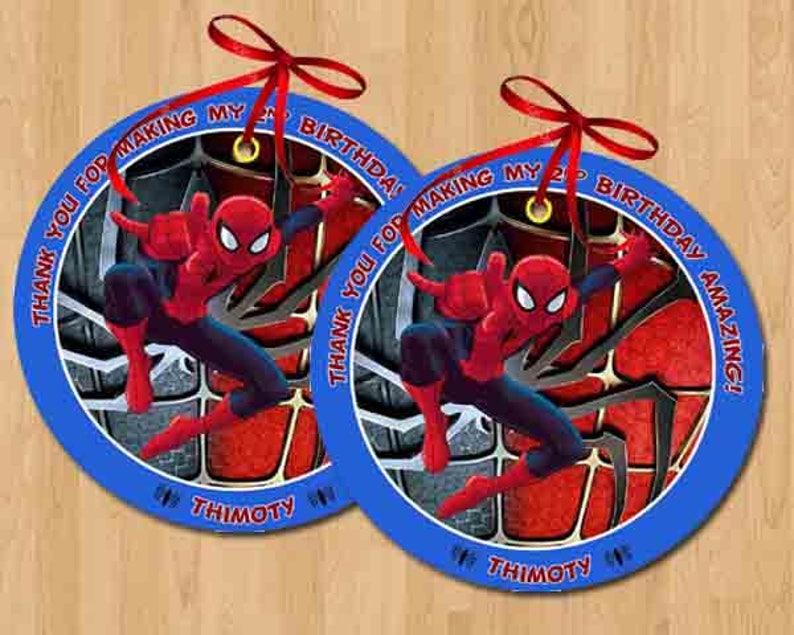 Spiderman Favor Tags Bag Tags Thank You Tags Sticker. | Etsy