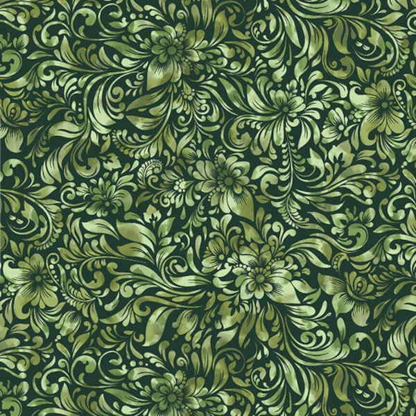 Green Floral Design Wide Fabric - Etsy