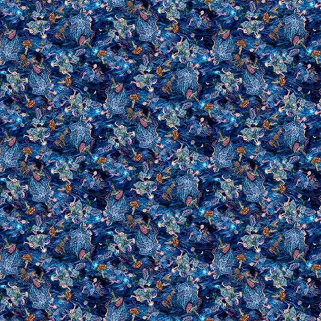 Fairies Running in a Mushroom Forest, a Companion Fabrics From Astral ...
