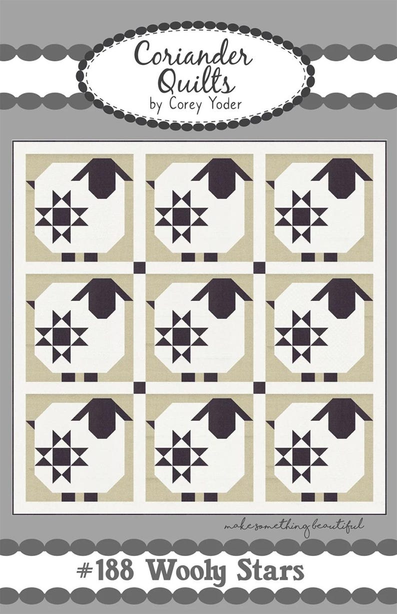 Wooly Stars Quilt Pattern, 62" by 62", Super Cute Lap or Wall Size ...