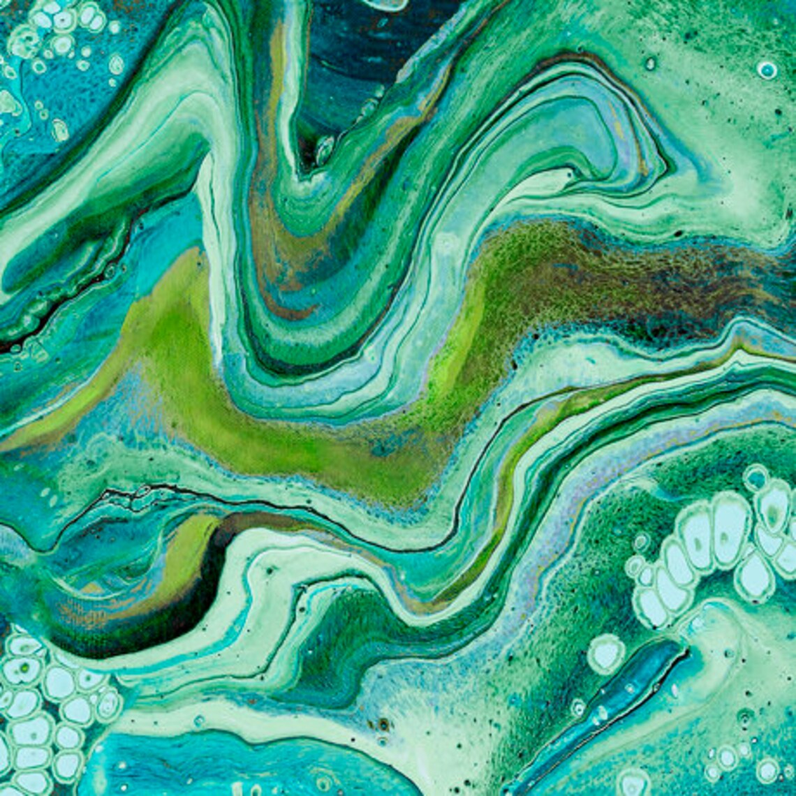 Vibrant Marbled Swirls in Shades of Turquoise. Fusions II From | Etsy