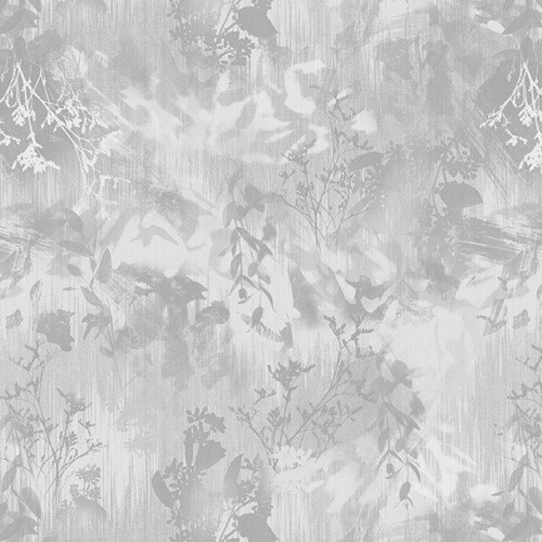 Soft Grey Abstract Foliage Print, Wide Backing From Blank Textiles, 108 ...