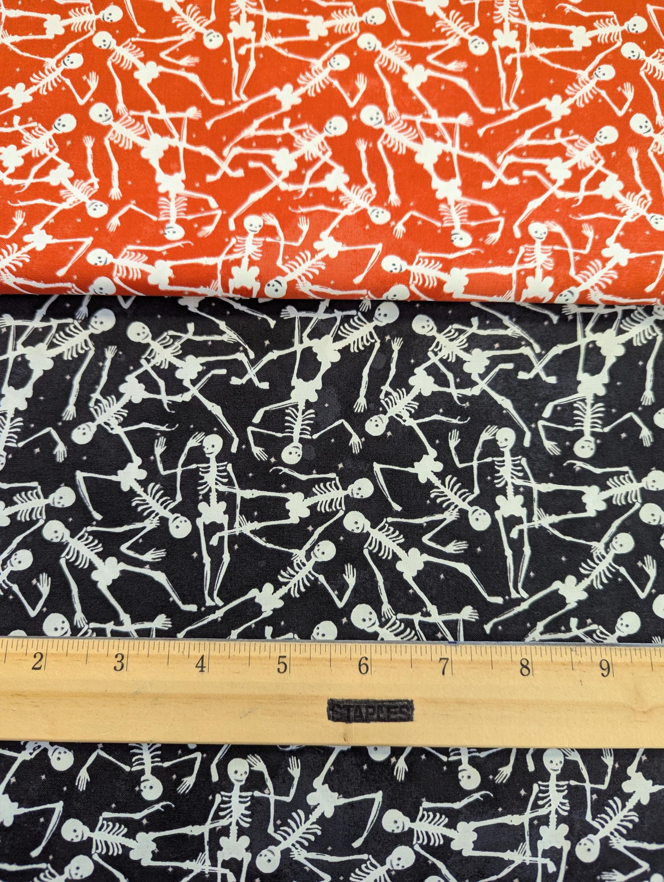 Glow in the Dark Skeleton Fabric From Clothworks in 2 Colors. 100% ...