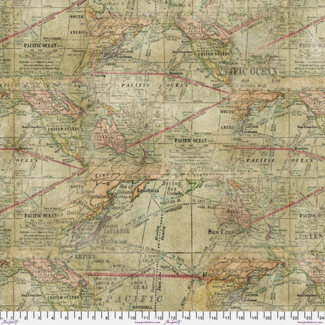 Vintage-style Maps,108" Wide Backing Fabric by Tim Holtz for Free ...