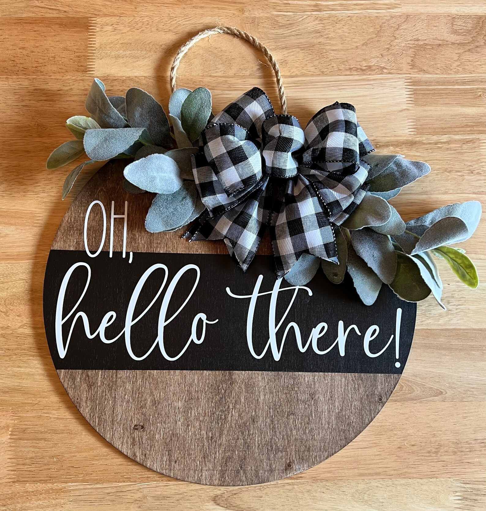 Oh Hello There Door Sign / Round Wooden Door Hanger / - Etsy