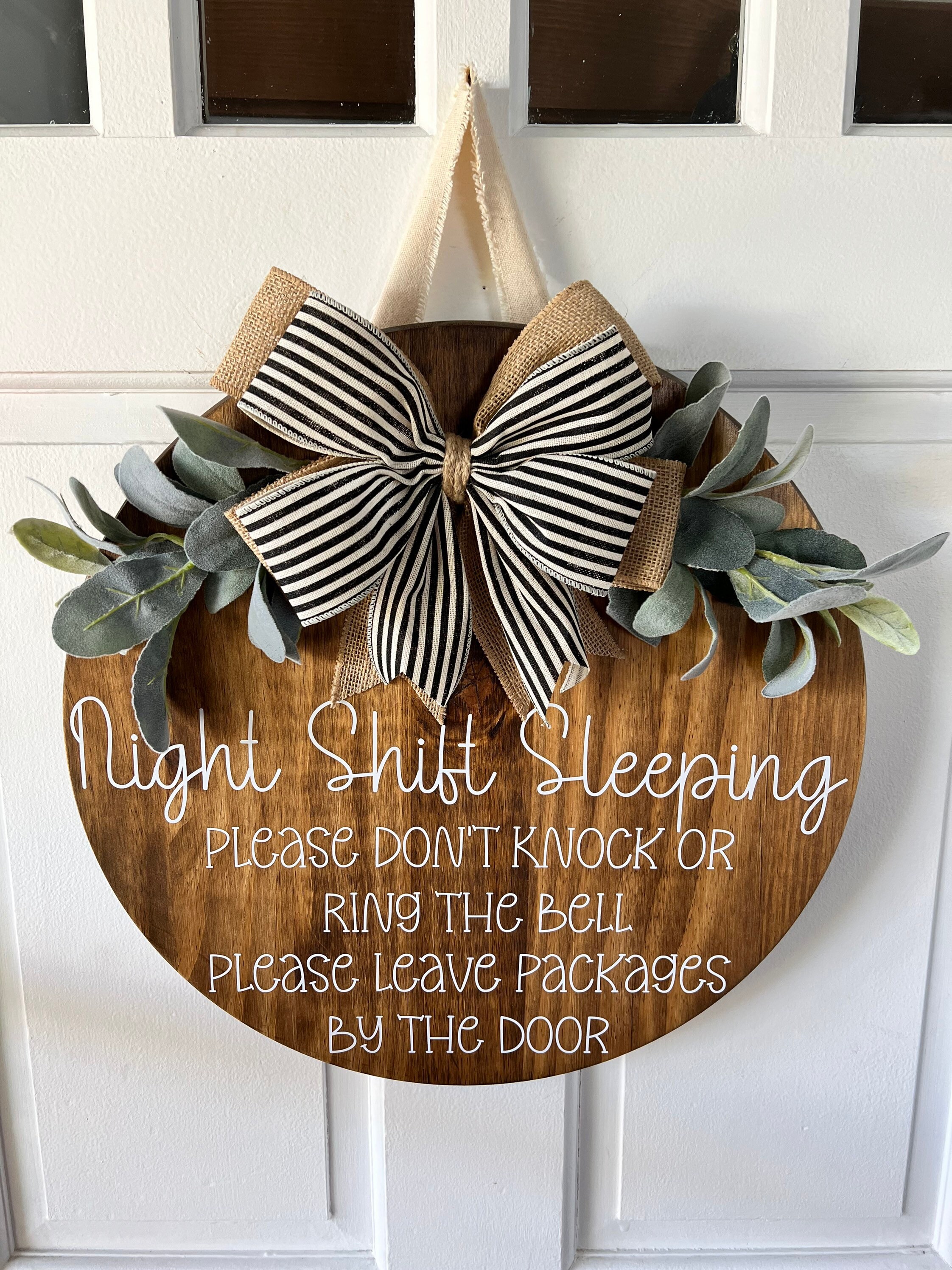 Night Shift Worker Door Sign / Round Wooden Welcome Sign for - Etsy